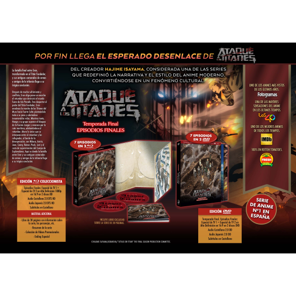 Ataque a los titanes Los capitulos finales Formato Blu-Ray Ataque a los titanes Los capitulos finales Formato Blu-Ray